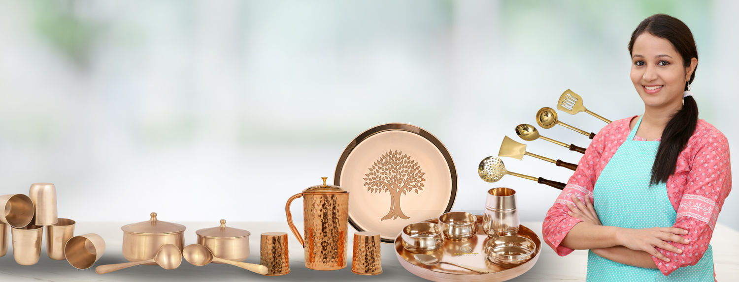 Bronze Utensils Set - 100% Pure Kansa Bartan by Raj Gharana Metals