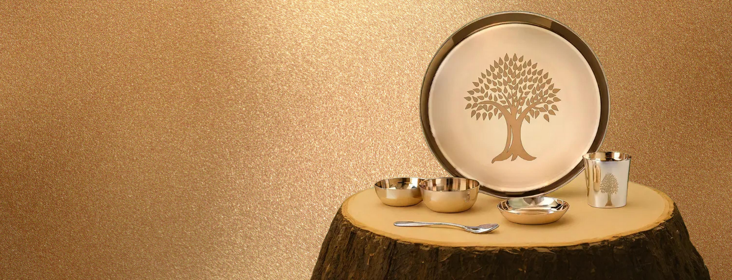 Bronze Utensils Set - 100% Pure Kansa Bartan by Raj Gharana Metals